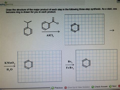 Solved Draw The Structure Of The Major Product Of Each Step