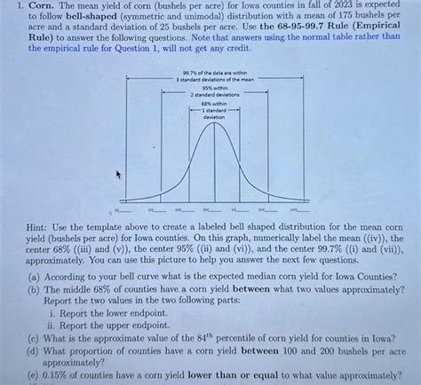 Solved 1 Corn The Mean Yield Of Corn Bushels Per Acre Chegg Com