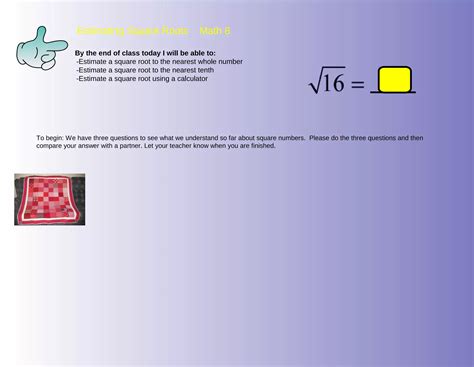 Estimating Square Roots Ppt