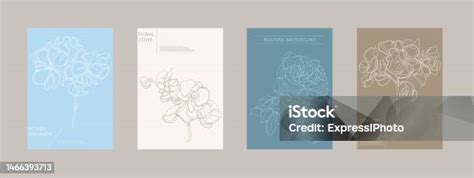 꽃 표지 템플릿 플래 카드 브로셔 배너 전단지 등 그리기 세트 아름다운 색 배경 엽서 포스터 초대장 등 윤곽선 꽃이있는 우아한