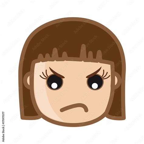 Premium Vector Cartoon Angry Girl Face Emotion Vector Illustration