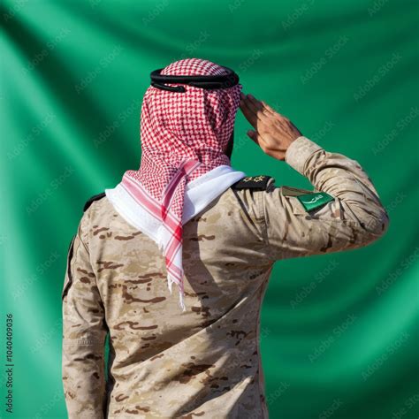 Saudi Arabian Soldiers Giving Salute During Ceremony Military Glory