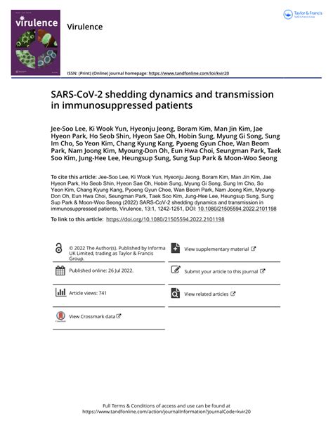 Pdf Sars Cov 2 Shedding Dynamics And Transmission In Immunosuppressed Patients