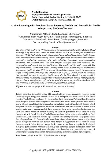 pdf arabic learning with problem based learning models and powerpoint