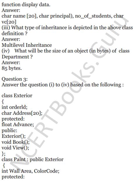 Pdf Ncert Solutions For Class 12 Computer Science C Chapter 5 Inheritance