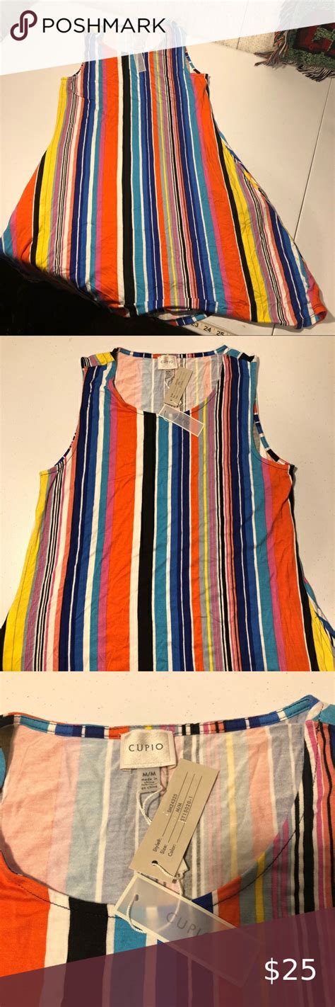 Cupio Size M Colorful Striped Sleeveless Dress