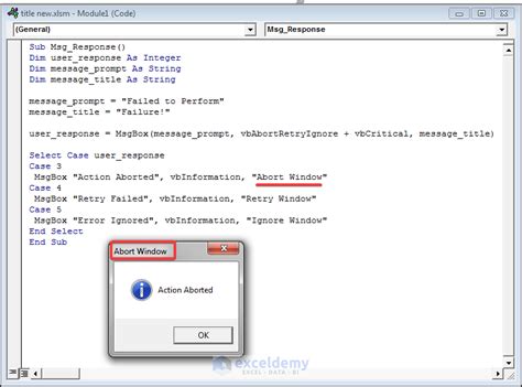 How To Use The Excel Vba Msgbox Title 5 Examples Exceldemy