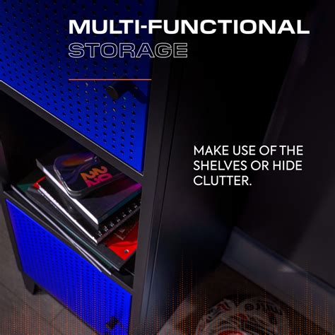 Gaming Furniture X Rocker Mesh Tek 4 Cube Storage Cabinet Black Blue
