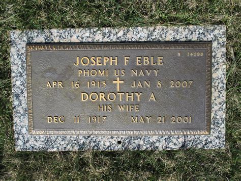 Joseph F Eble 1913 2007 Find A Grave Memorial
