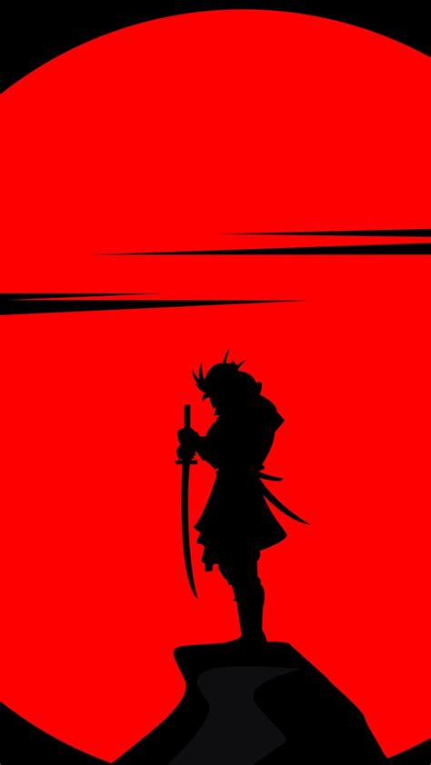 Samurai Silhouette In The Red Sun Backiee