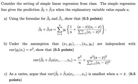 Solved Consider The Setting Of Simple Linear Regression From
