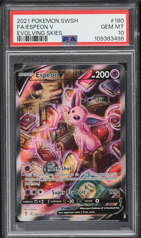 2021 Pokemon Sword And Shield Evolving Skies Alt Art Espeon V 180 Psa 10