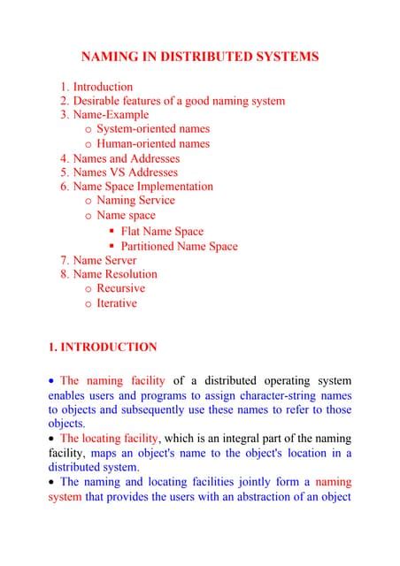 Naming In Distributed System Pdf