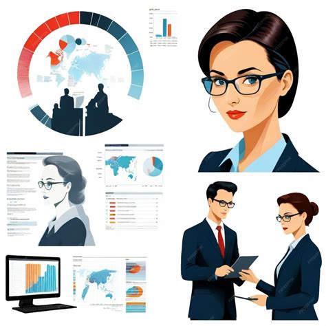 Data Analyst Vector Set White Background Isolated Premium Ai Generated Vector