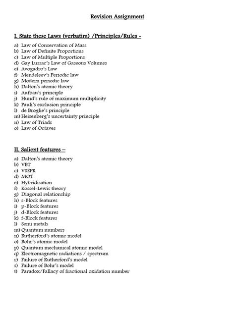 Revision Assignmen Xi Pdf Teaching Methods And Materials Science