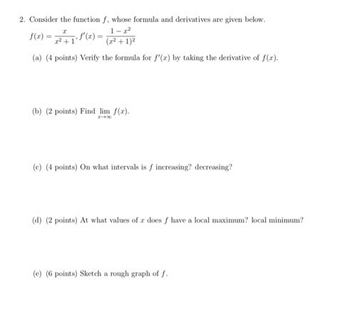 Solved 2 Consider The Function F Whose Formula And