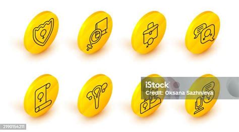 세트 라인 마이크 페미니스트 활동가 여성 생식 시스템 페미니즘 성 평등 여성을 위한 일 여성과 방패에 관한 책 아이콘 벡터 3차원 형태에 대한 스톡 벡터 아트 및 기타