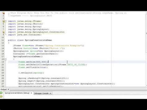 Java Programming Tutorial Springlayout Constraints Public Void Setconstraint String