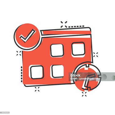 만화 스타일의 시계 아이콘달력 흰색 고립 된 배경에 의제 만화 벡터 그림 시간 플래너 스플래시 효과 비즈니스 개념을 예약합니다 0명에 대한 스톡 벡터 아트 및 기타 이미지