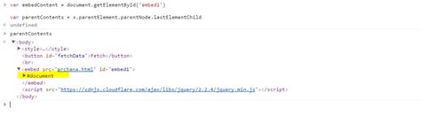 Javascript How To Access Dom Elements Of Document From Embed Tag