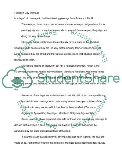 Argument Paper Same Sex Marriages I Am For It Essay