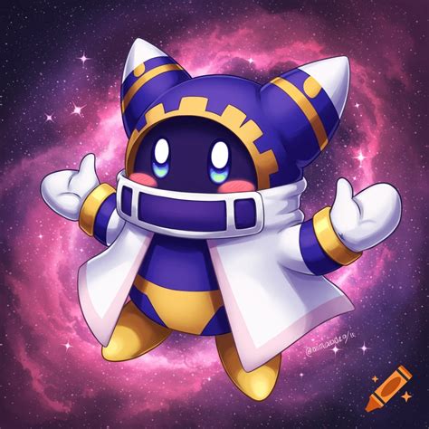 Cute Cartoon Character Magolor From Kirby Floating In Space Giving
