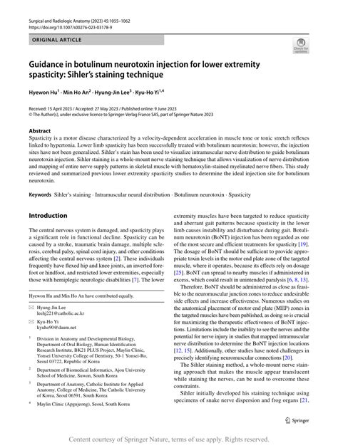 Guidance In Botulinum Neurotoxin Injection For Lower Extremity Spasticity Sihlers Staining
