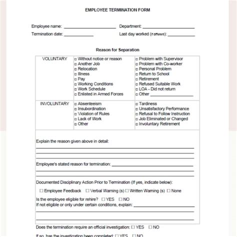 Employee Termination Form Etsy