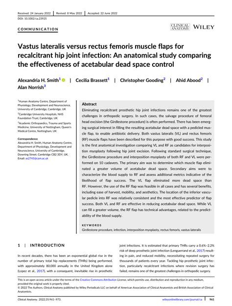 PDF Vastus Lateralis Vs Rectus Femoris Muscle Flaps For Recalcitrant Hip Joint Infection An
