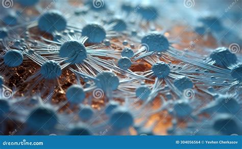 Candida And Bacteria Colonies Under A Microscope Generative Ai Stock