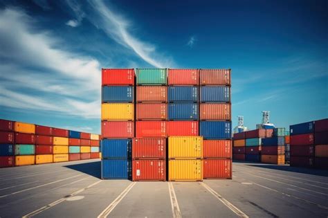 premium photo container at the port for advertising and background
