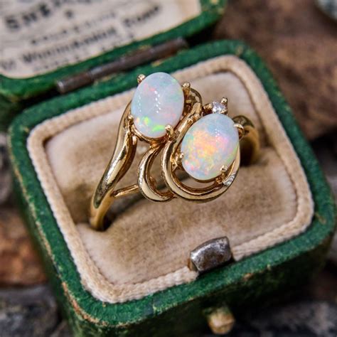 Twin Opal Ring 9k Yellow Gold