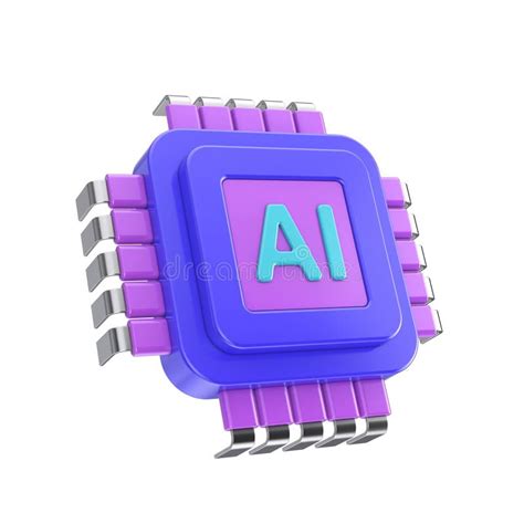 Cartoon AI Powered Microchip CPU Processor Web Icon D Rendering Stock Image Image Of Icon
