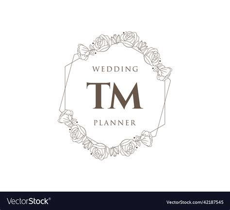 Tm Initials Letter Wedding Monogram Logos Vector Image