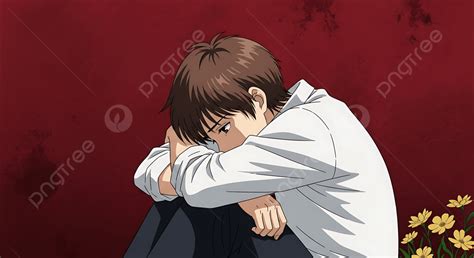 Sad Anime Boy Sitting Alone Depressed Loneliness Illustration Anime