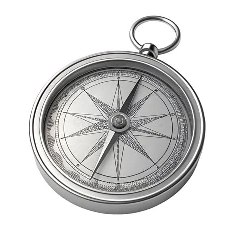 Silver Compass 3 D Illustration Isolated White Background Stock