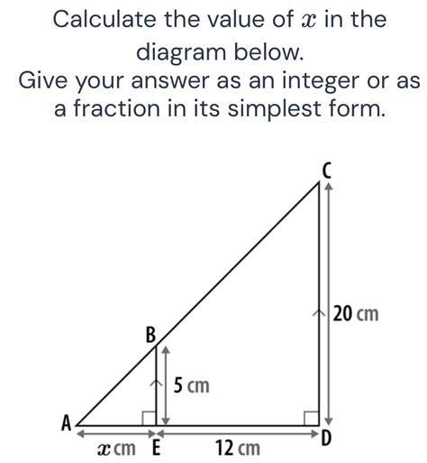 Solved Calculate The Value Of X In The Diagram Below Give Your Answer