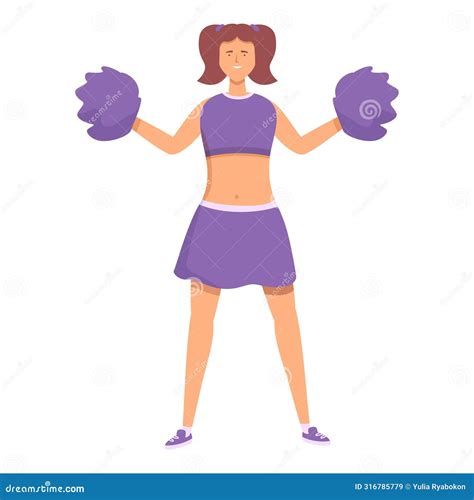Activity Pom Leader Icon Cartoon Vector Cheerleader Dance