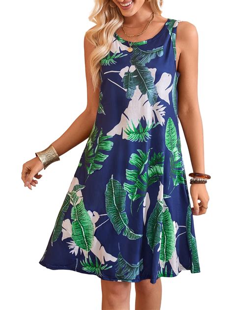 Fancyglim Womens Sleeveless Tank Dress With Pockets Summer Beach