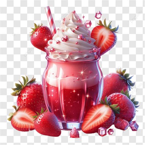 맛있는 딸기 밀크쉐이크와 함께 맛있는 딸기 밀크쉐이크와 함께 그 위에 생크림과 딸기 디저트 Png 일러스트 및 이미지 에 대한 무료 다운로드 Pngtree