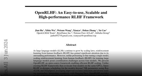 Paper Page Openrlhf An Easy To Use Scalable And High Performance Rlhf Framework
