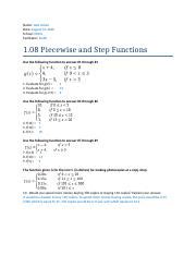 Piecewise And Step Functions Evaluating And Comparing Functions Course Hero