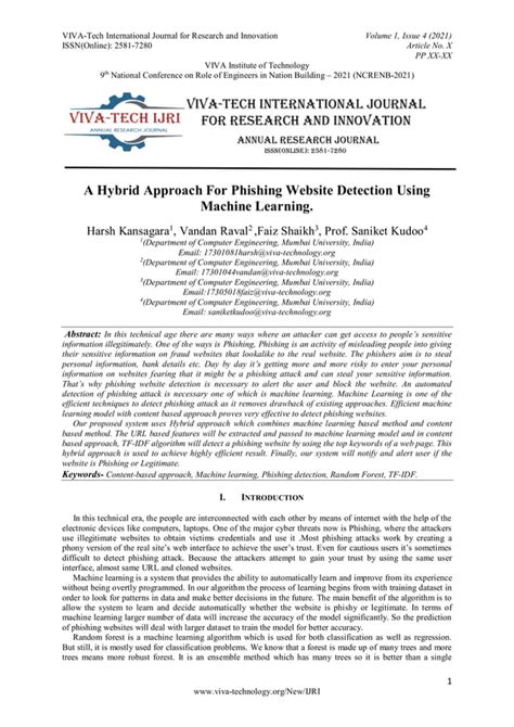 A Hybrid Approach For Phishing Website Detection Using Machine Learning