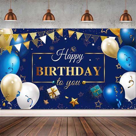 Buy Happy Birthday Decorations Backdrop Banner For Men Navy Blue And