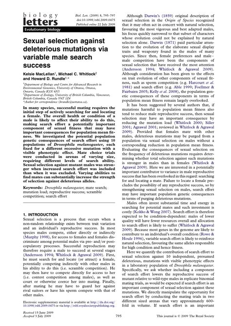 Sexual Selection Against Deleterious Mutations Via Variable Male Search