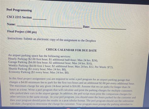 Perl Programming Csci 2215 Section Name Date Final