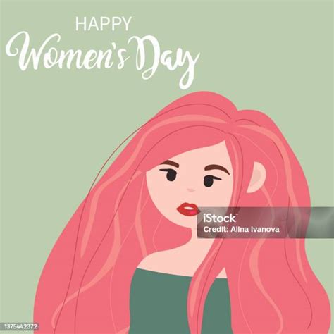 3월 8일 세계 여성의 날 긴 머리와 매력적인 행복한 소녀 카드 포스터 전단지 및 기타 사용자를 위한 벡터 템플릿 3월에 대한 스톡 벡터 아트 및 기타 이미지 Istock