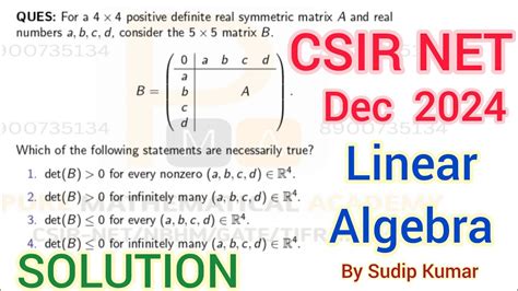 Csir Net December 2024 Linear Algebra Solution Csir Net Dec 2024