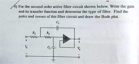 Solved For The Second Order Active Filter Circuit Shown Below Write