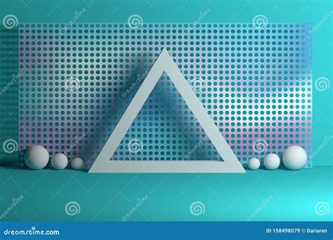 Geometric Composition With Grid Triangle Spheres Stock Illustration Illustration Of